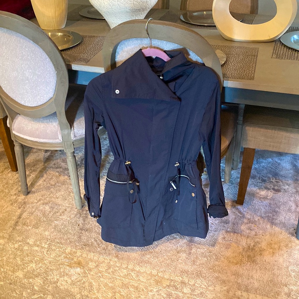 French Connection Rain Coat In Blue - Gem